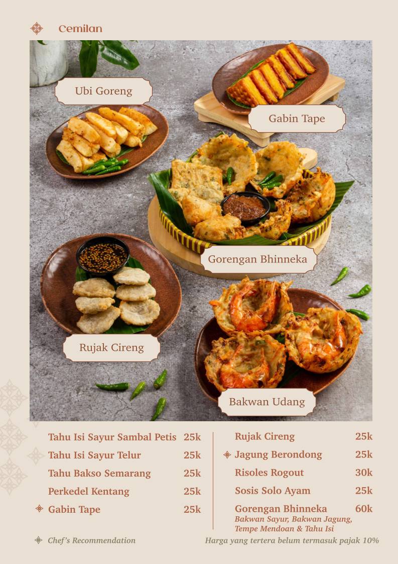 Menu at Bhinneka Indonesian Resto & Cafe, Batam