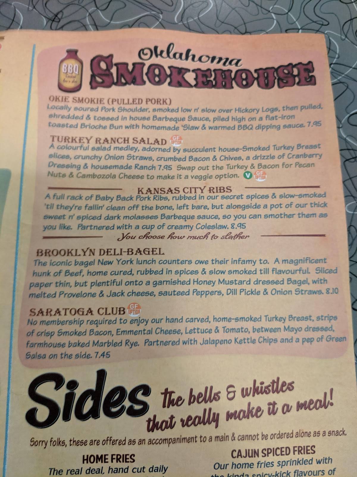 Menu at Billy Bob's restaurant, Halton East