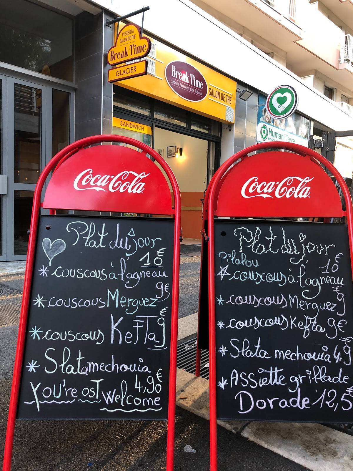 Menu at Break Time restaurant, Marseille
