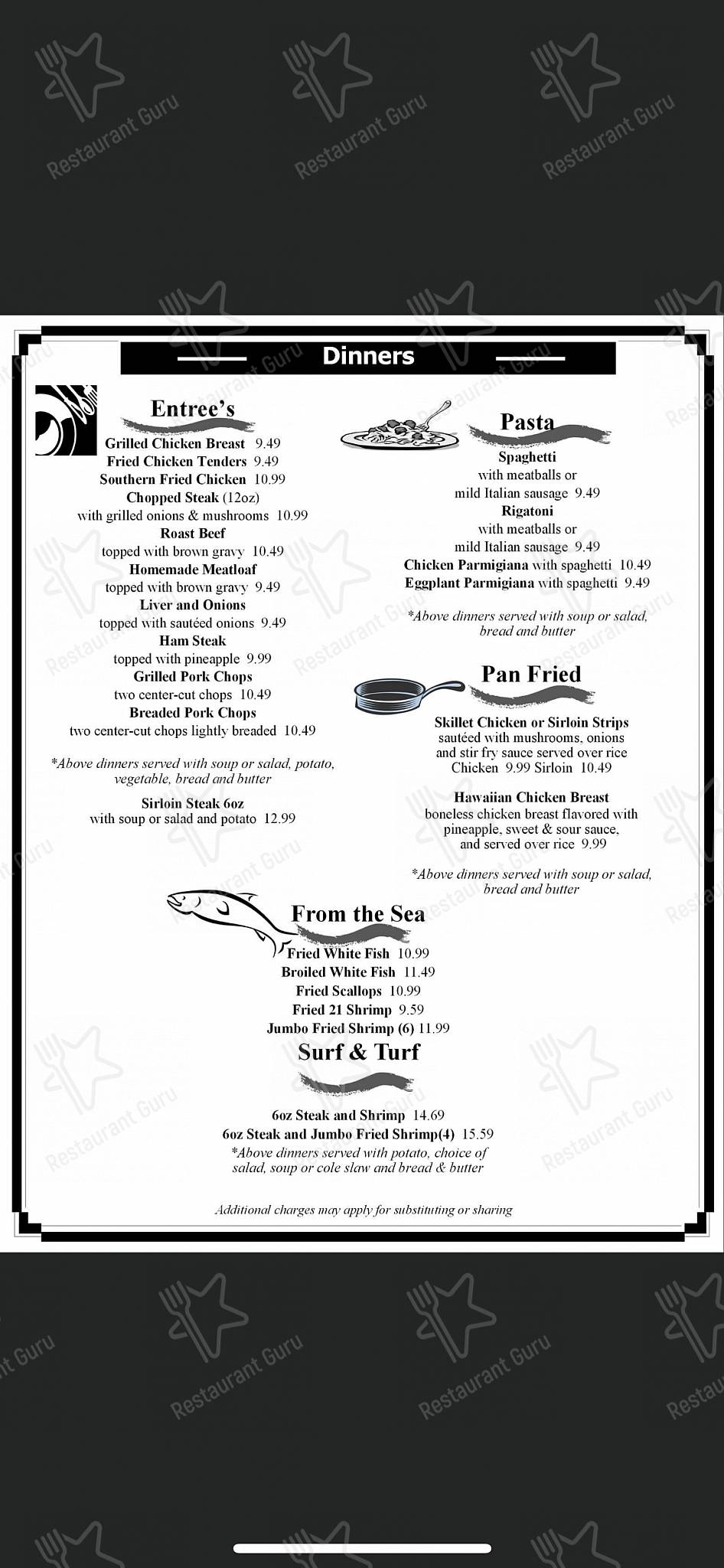 Menu at Brookfield Family Diner restaurant, Brookfield Center