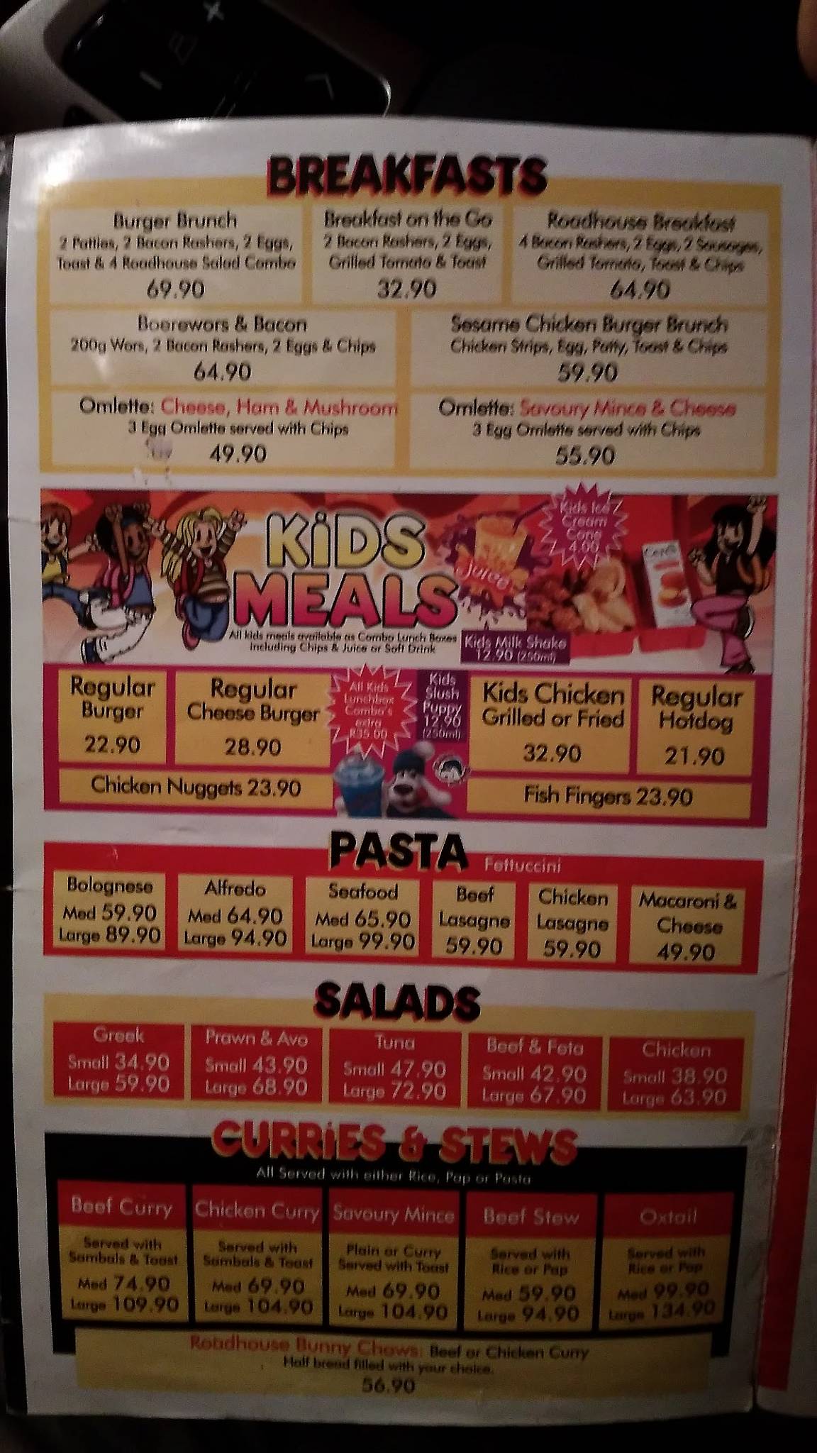 Carta del restaurante Burger Box Roadhouse, Krugersdorp, Gauteng