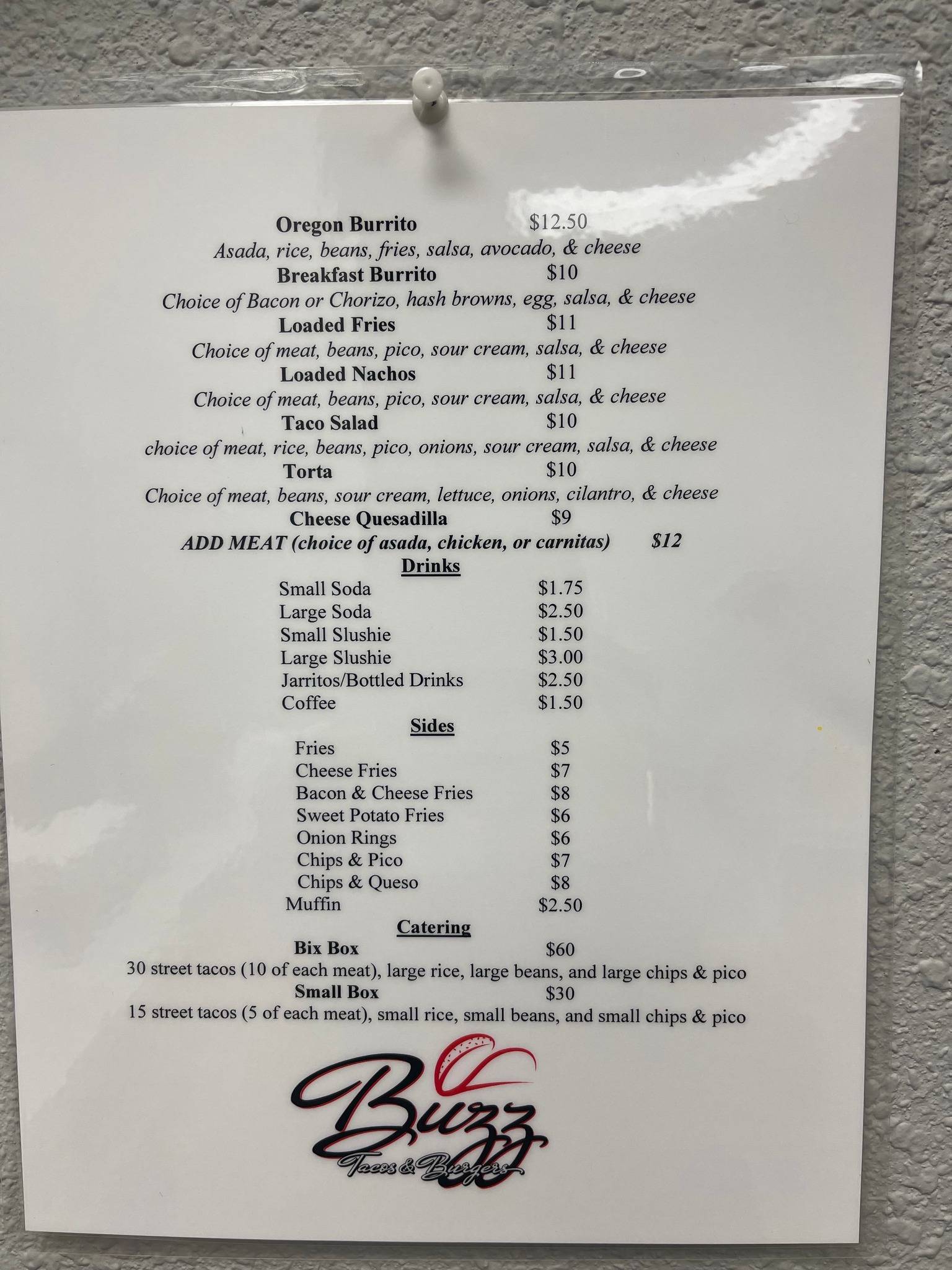 Menu at Buzz restaurant, North Bend, Virginia Ave # 147