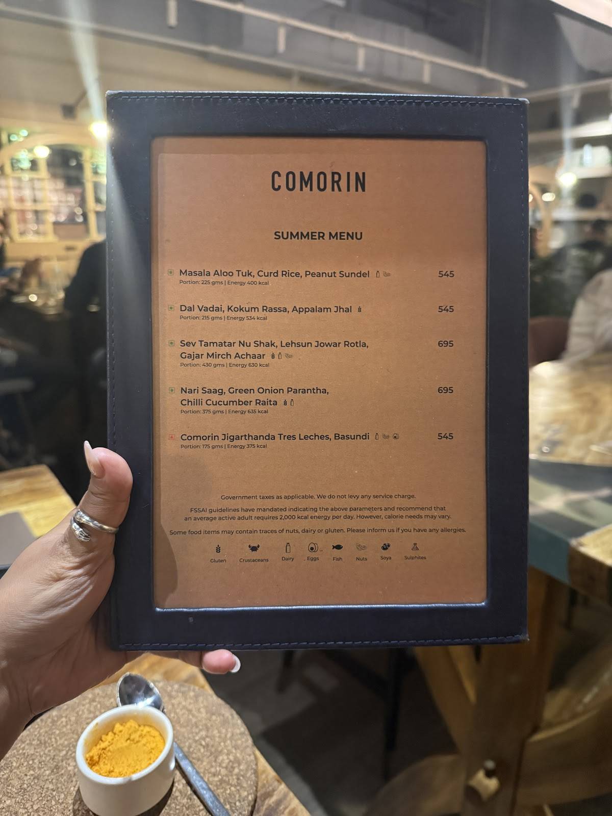 Menu at COMORIN, Gurugram