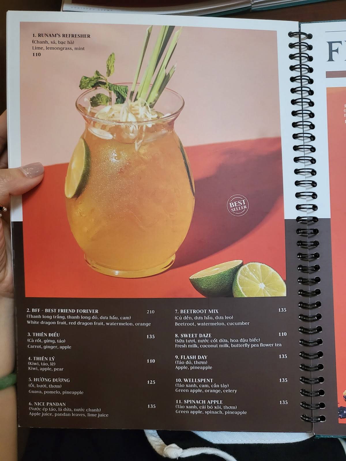 Menu at Cafe Runam, Hanoi, 13 P. Nhà Thờ