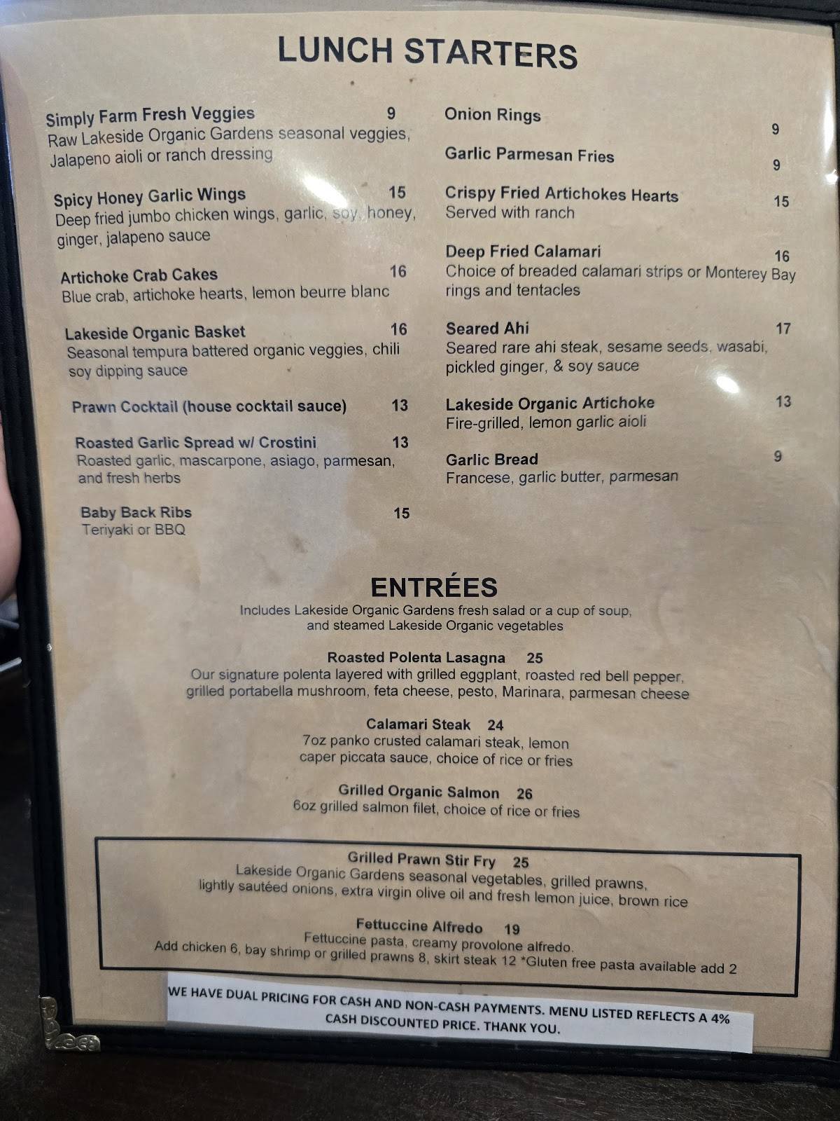 Menu at California Grill and Bar, Watsonville, 40 Penny Ln