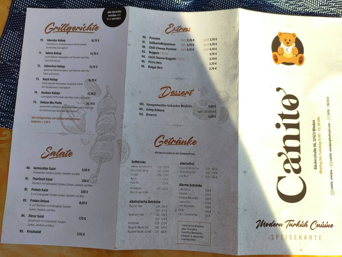 Speisekarte von Canito restaurant, Minden