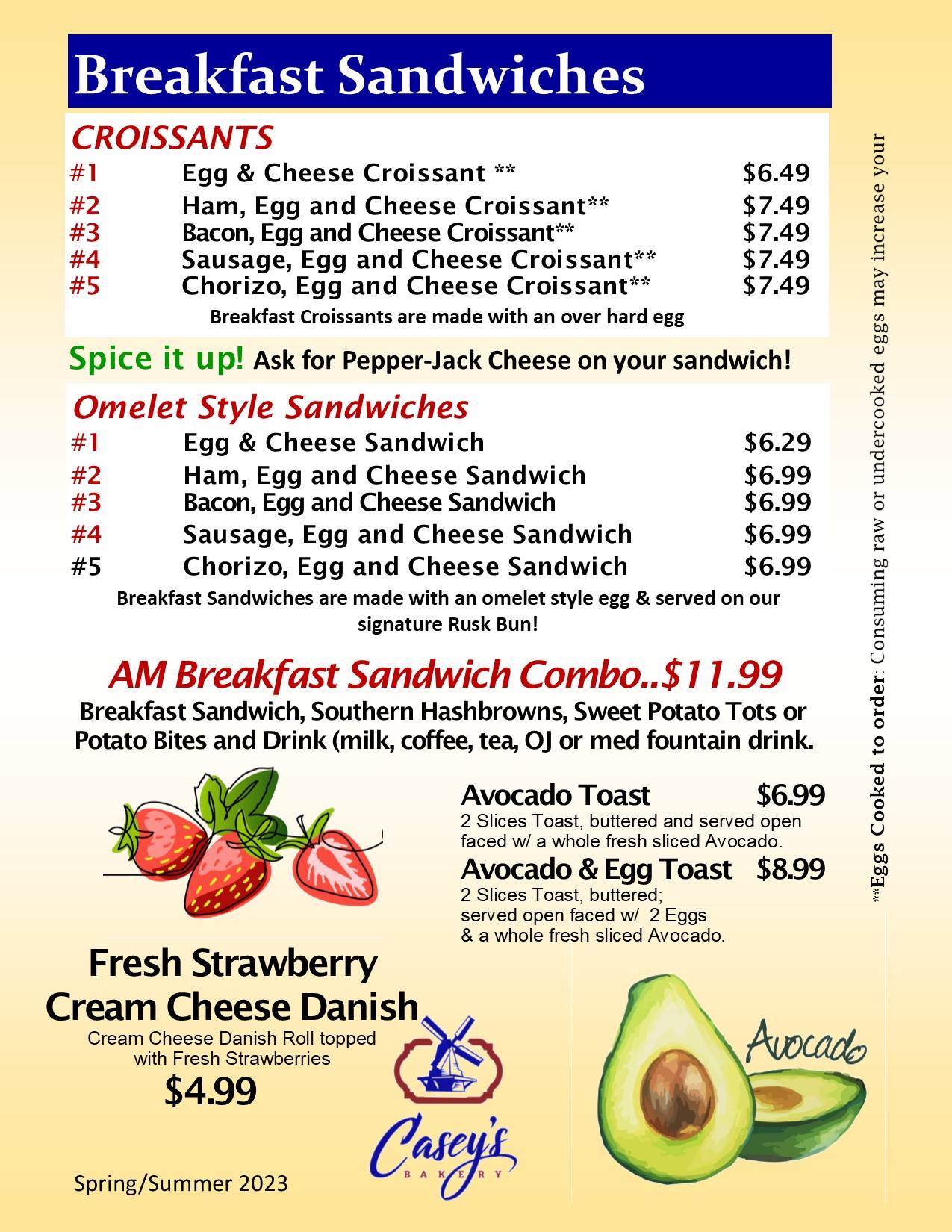 Menu at Casey's Bakery Inc, Sioux Center