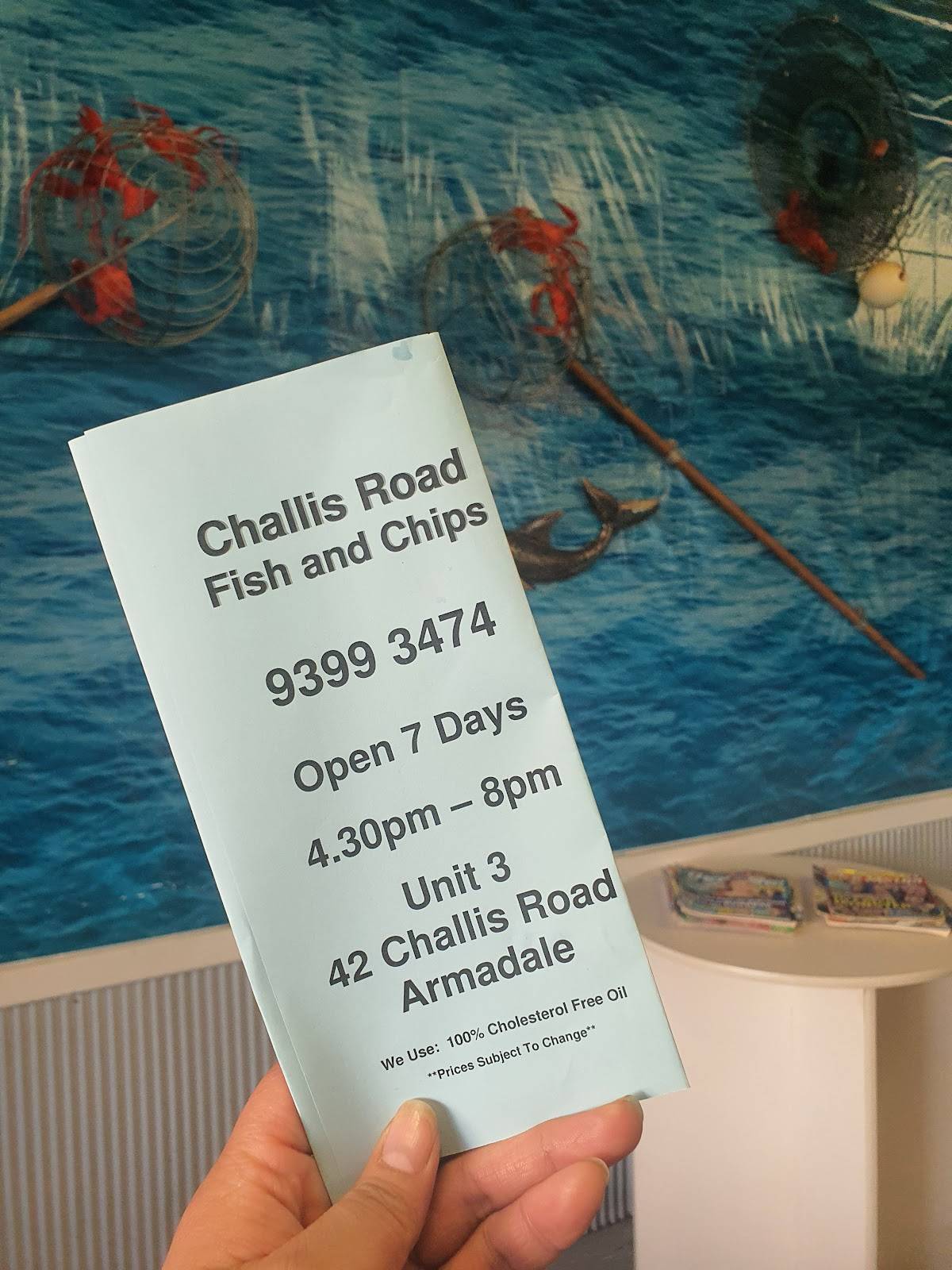 Menu at Challis Road Fish and Chips restaurant, Armadale