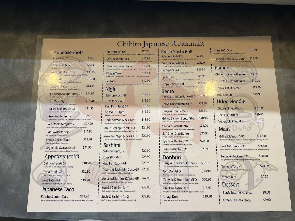 Menu at Chihiro All You Can Eat Japanese Restaurant Croydon, Croydon