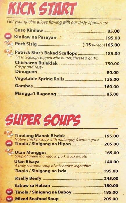 Menu at Choobi Choobi restaurant, Cebu City, 2nd Floor