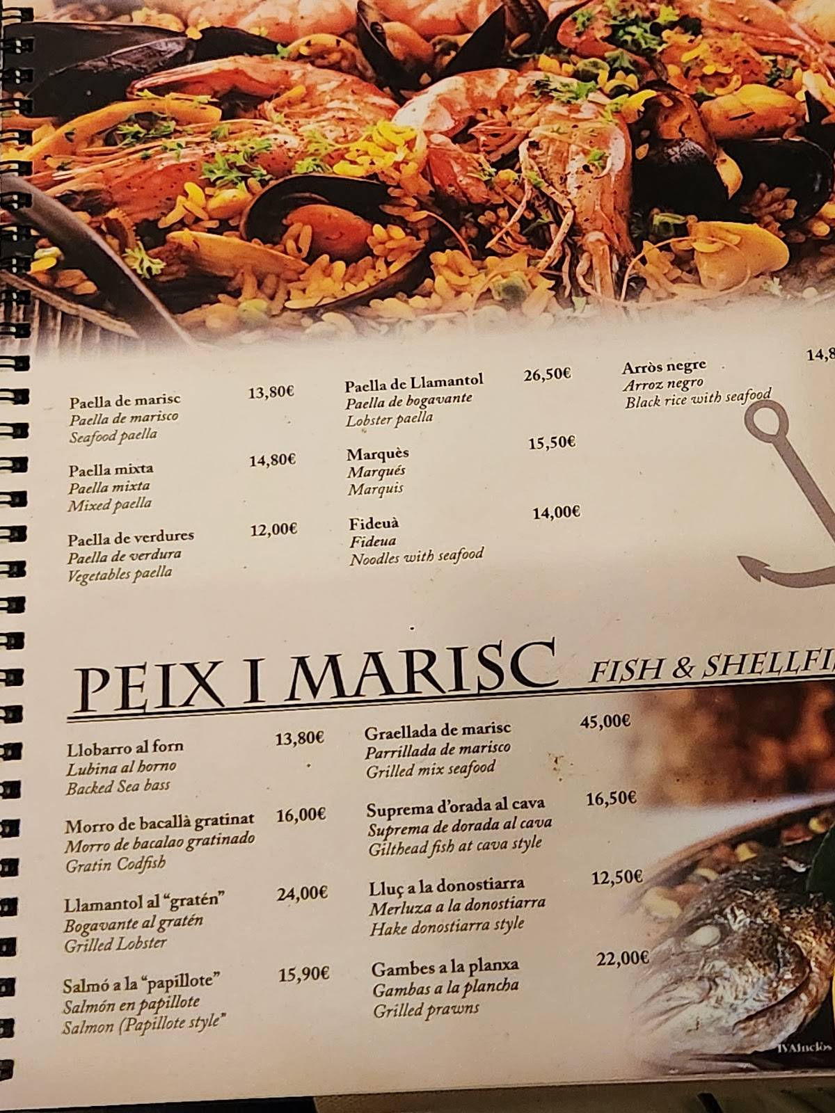 Menu at Restaurant Colom, Barcelona, Rambla del Poblenou