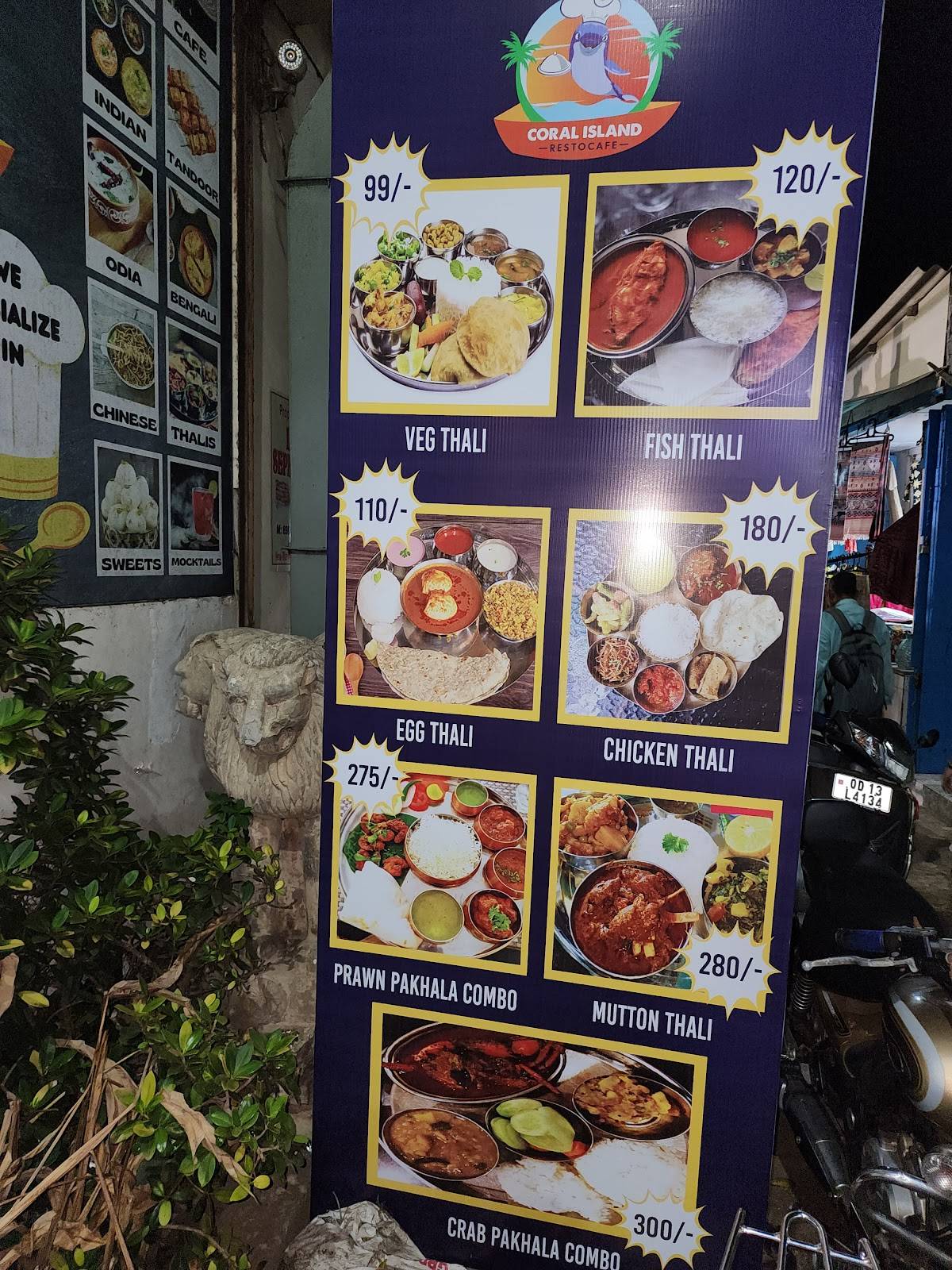 Menu at Coral Island Restocafe, Puri