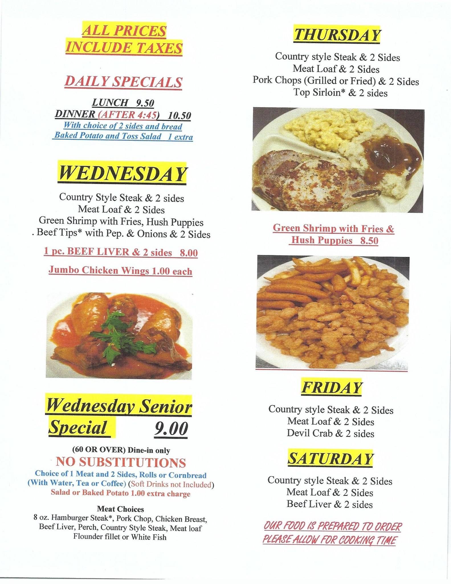 Menu at Creekside Clock Seafood and Steakhouse, Shelby