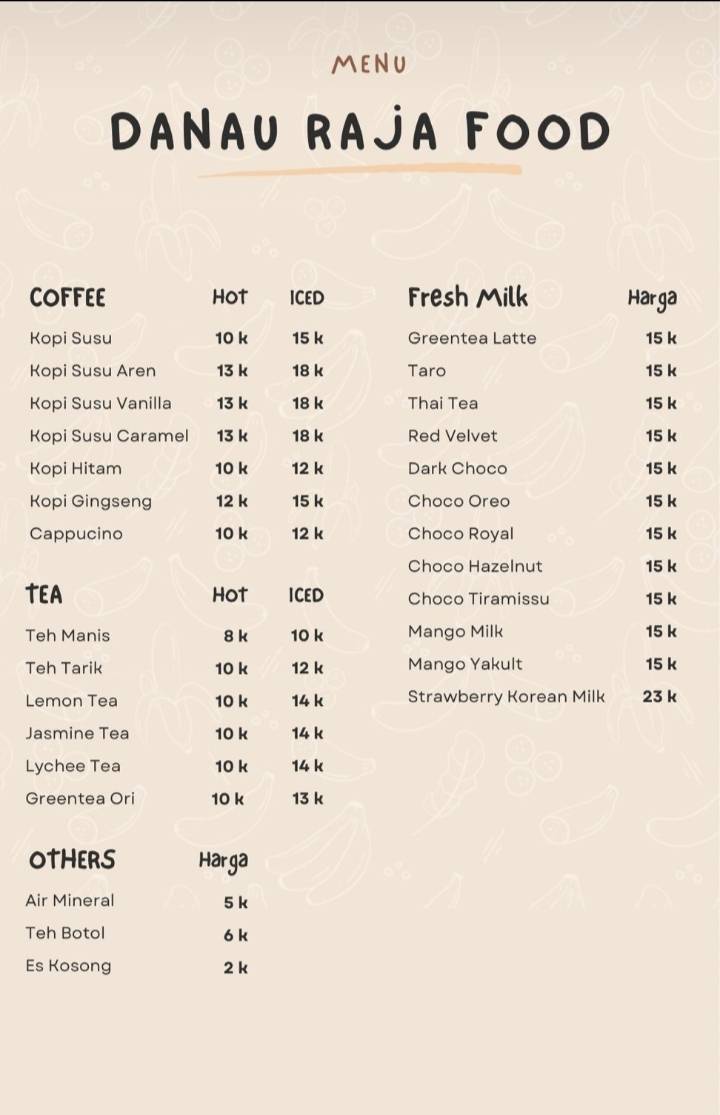 Menu at Danau Raja Cafe and Resto, Indonesia