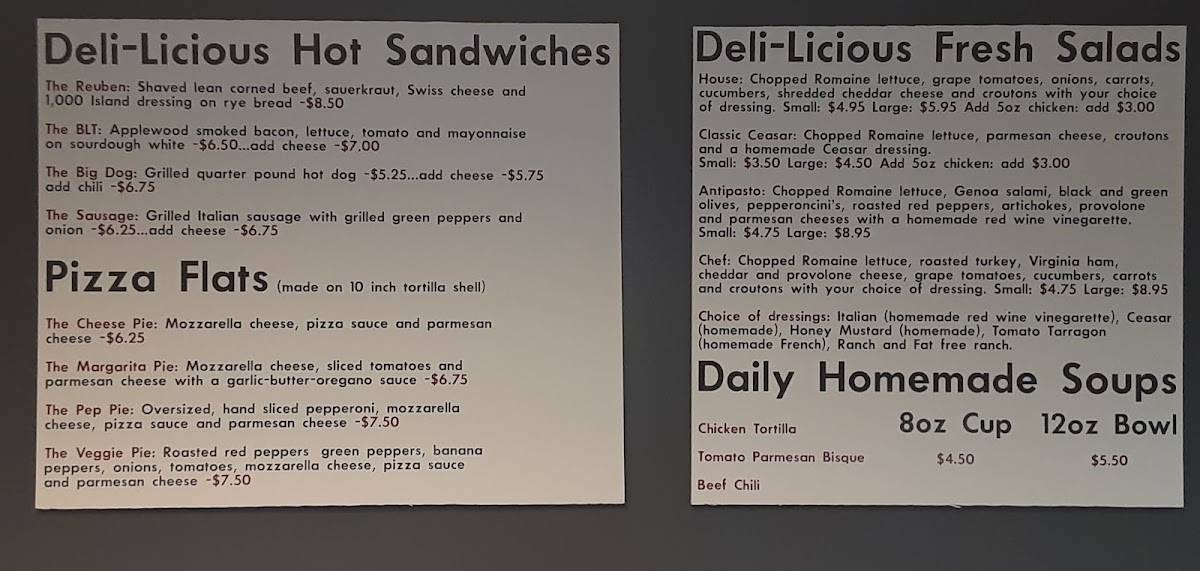 Menu at Deli-Licious restaurant, Columbus, 141 N High St