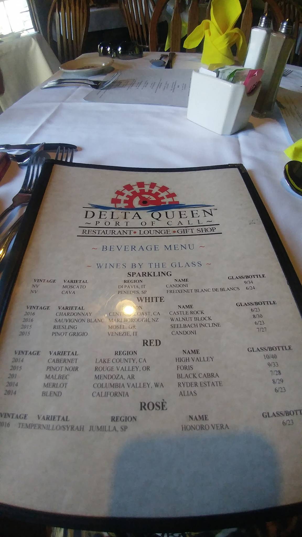 Menu at Delta Queen Port of Call Restaurant, Kimmswick