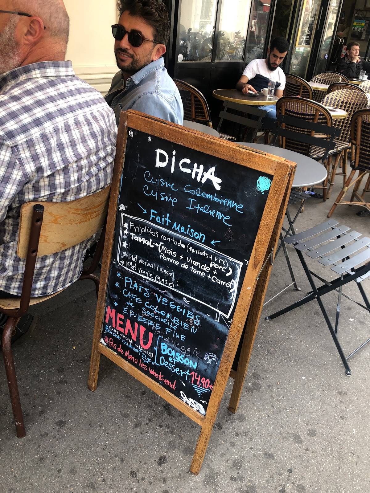 Menu at Dicha restaurant, Paris