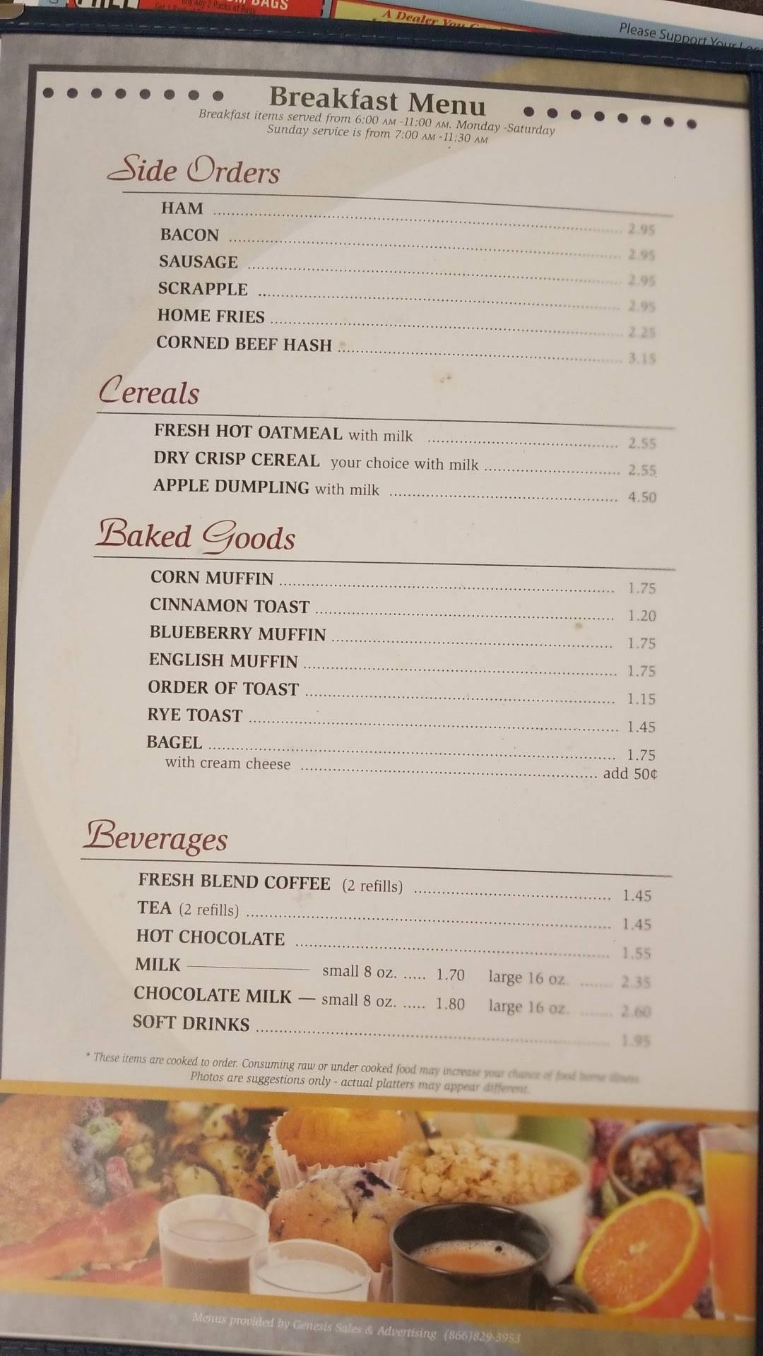 Menu at Dover Valley Restaurant, Dover
