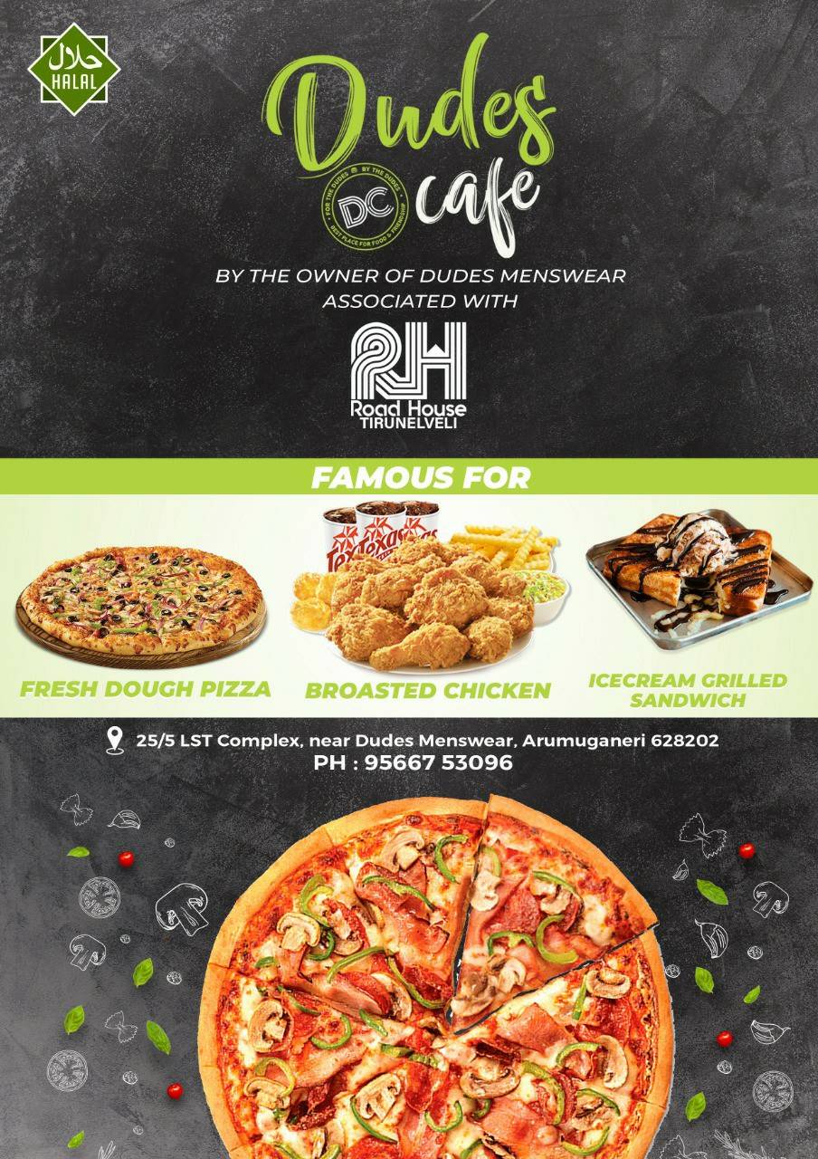 Menu at Dudes cafe, Arumuganeri