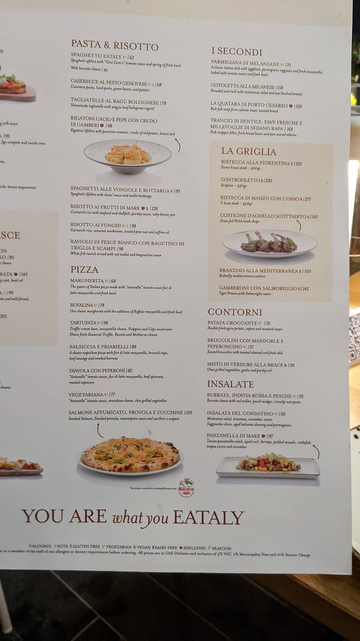 Carta del restaurante Eataly at The Beach Dubai, Dubai
