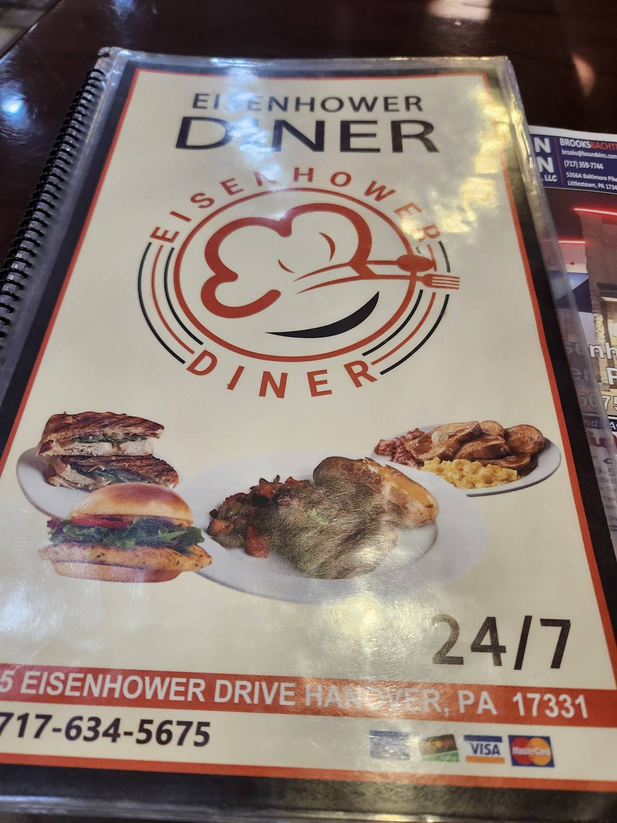 Menu at Eisenhower diner restaurant, Hanover
