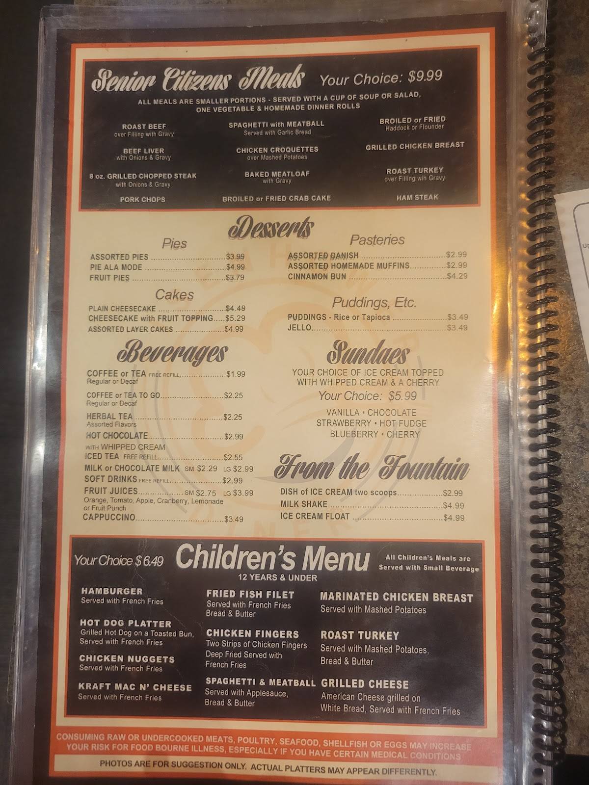 Menu at Eisenhower Diner restaurant, Hanover