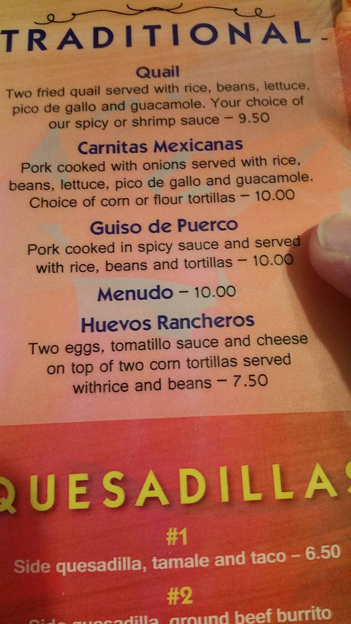Menu at El Amigo Mexican Restaurant, Milledgeville