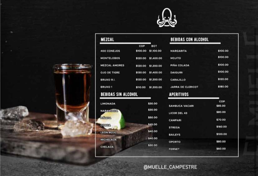 Menu at El Muelle Campestre restaurant, Celaya