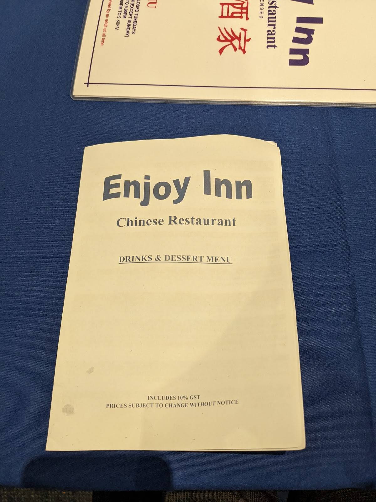 Menu at Enjoy Inn restaurant, Woodville