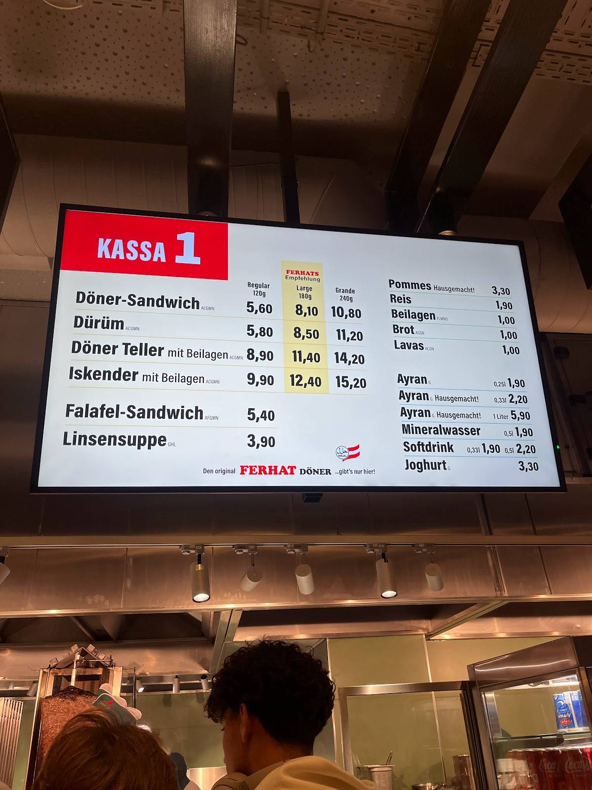 Speisekarte von FERHAT DÖNER restaurant, Wien, Favoritenstraße 94