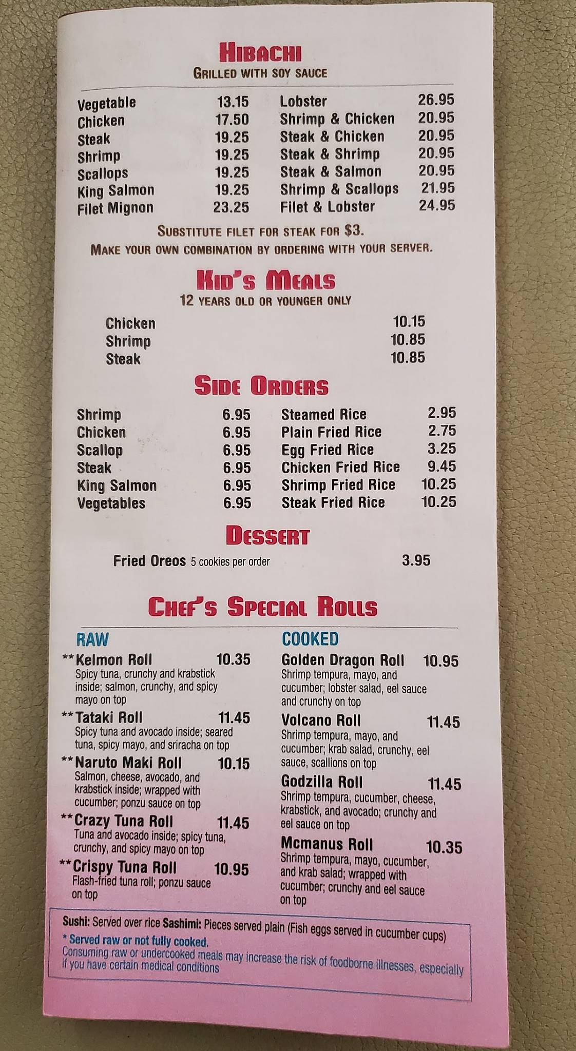 Menu at Fancy Q Sushi Bar and Grill, Brunswick