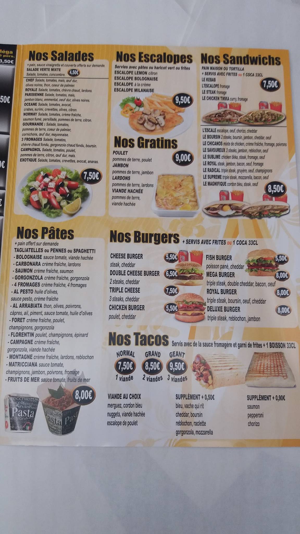 Menu au Food Palace restaurant, Mondeville