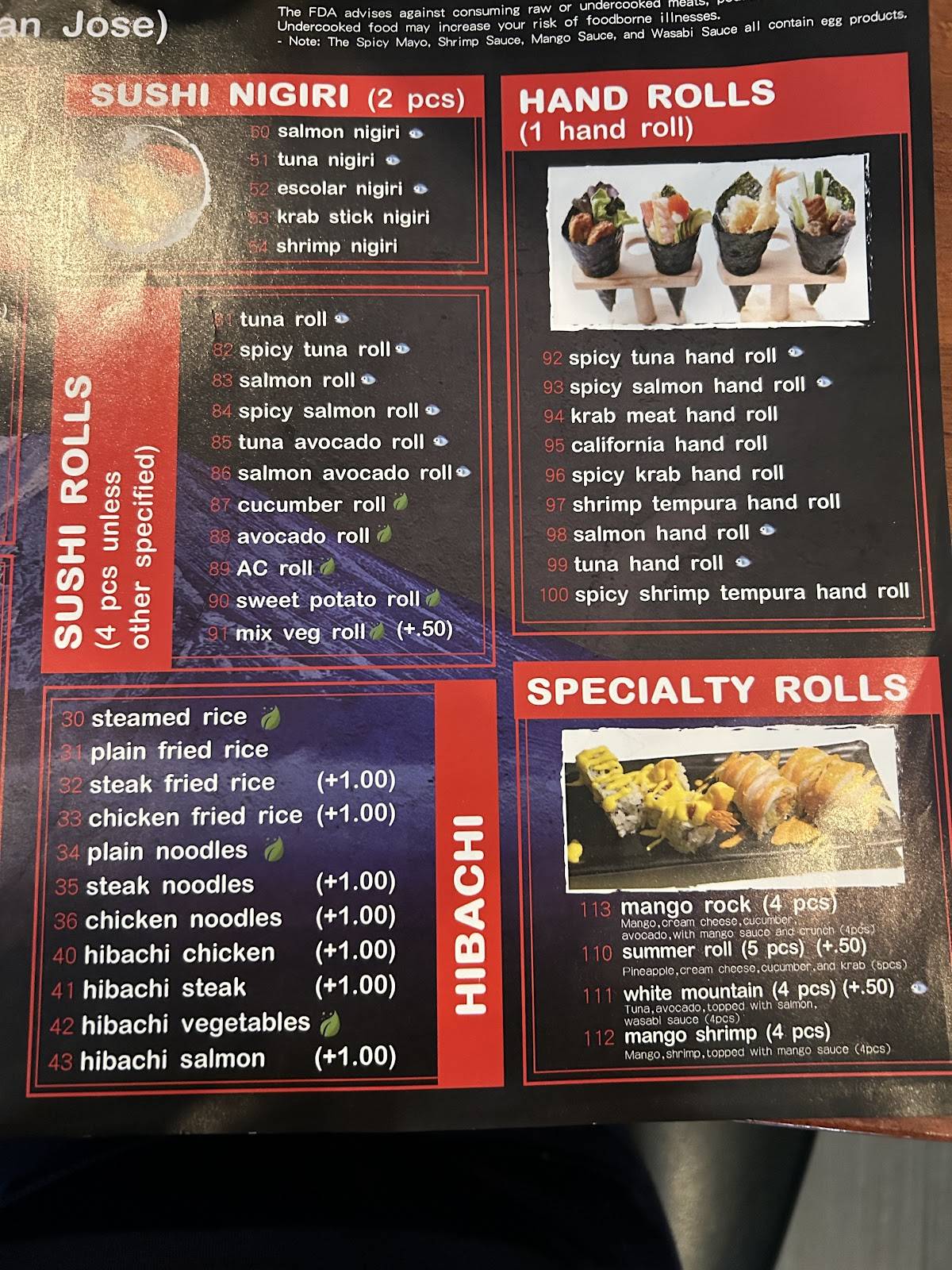 Menu at Fuji Sushi 3 (Mandarin) restaurant, Jacksonville, San Jose Blvd