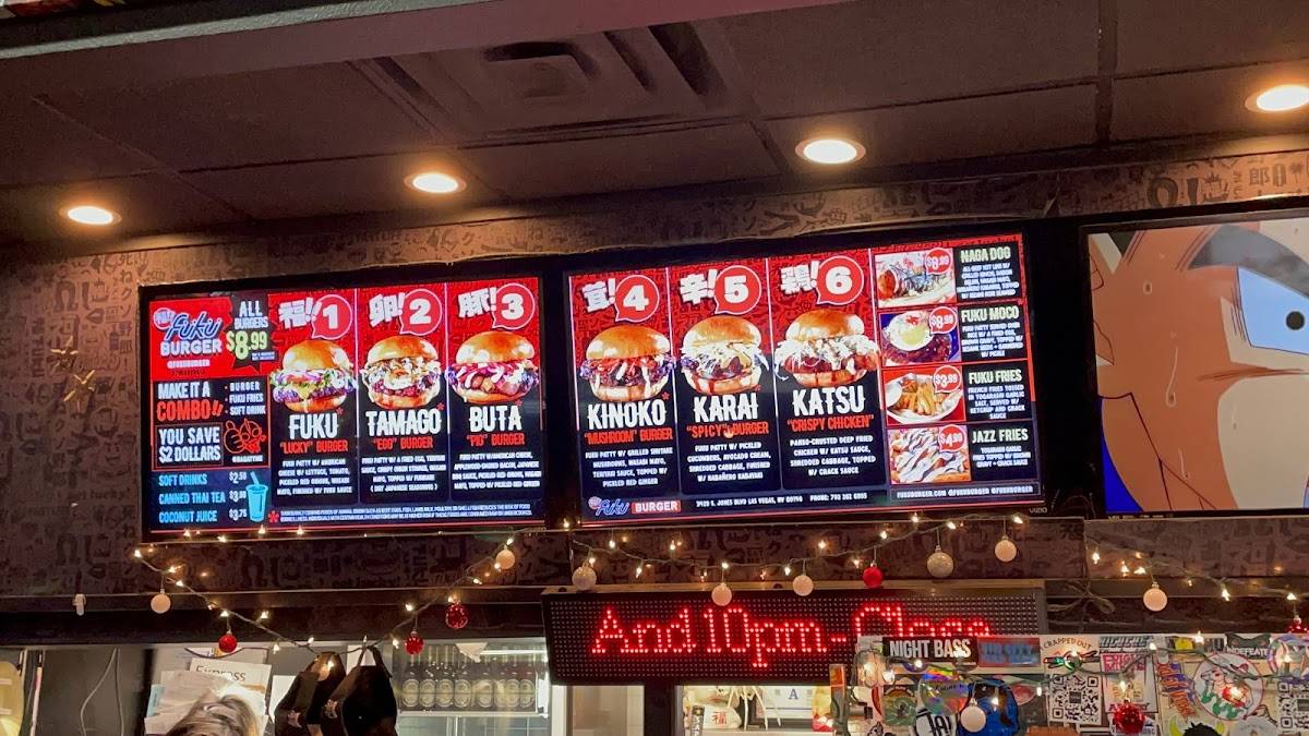 Menu at Fuku Burger Chinatown restaurant, Las Vegas, S Jones Blvd
