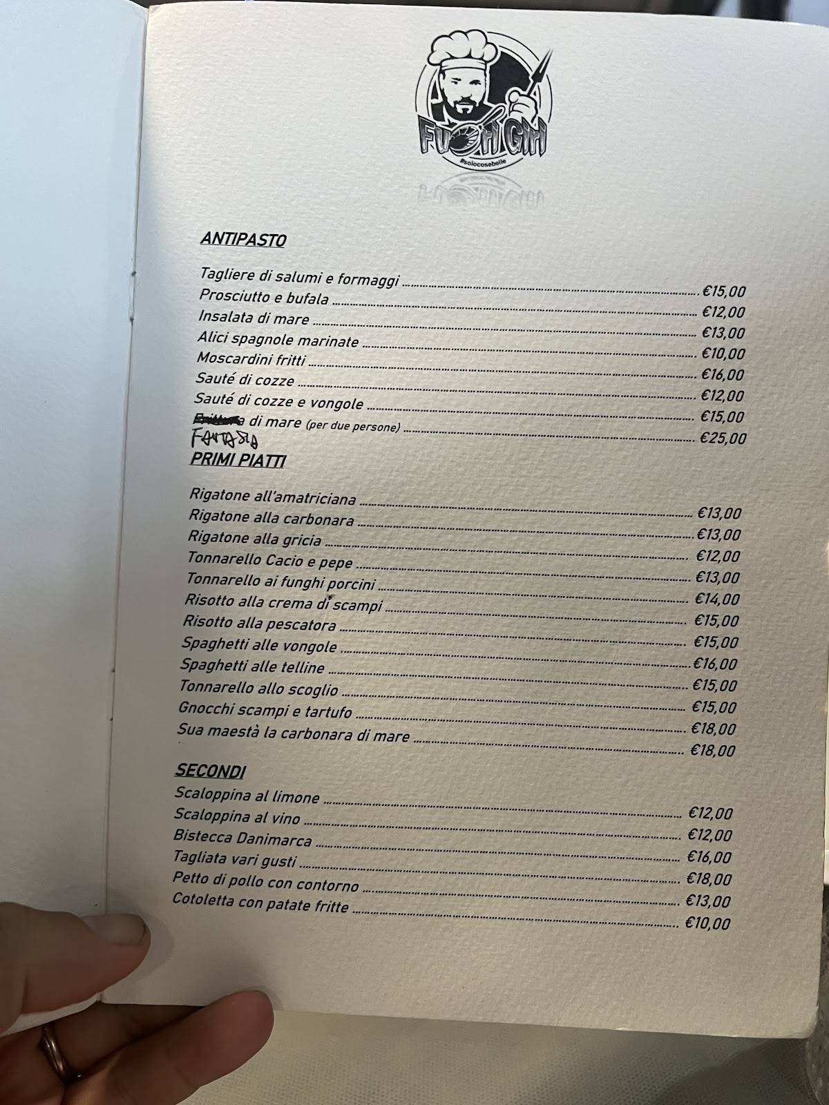 Menu da Fuori Giri ristorante, Passoscuro