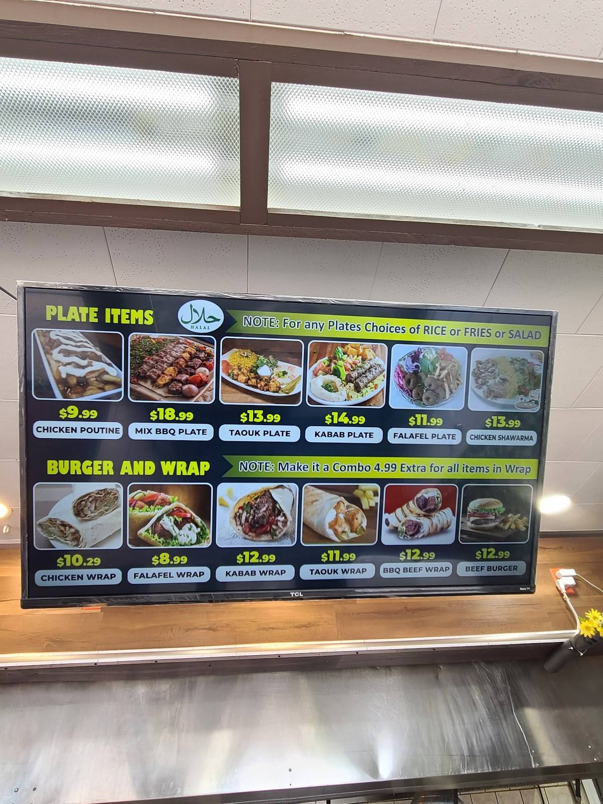 Carta del restaurante Galaxy shawarma, Hamilton
