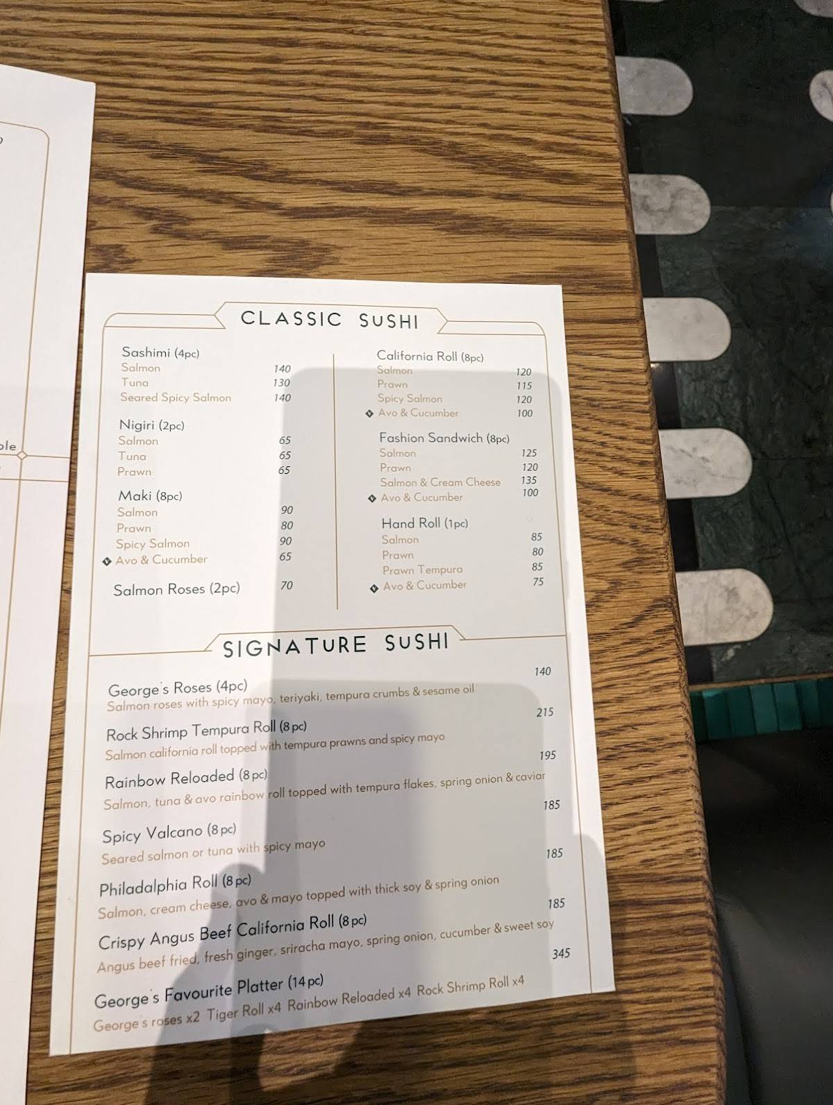 Menu at George's Grill House Hyde Park Corner restaurant, Sandton