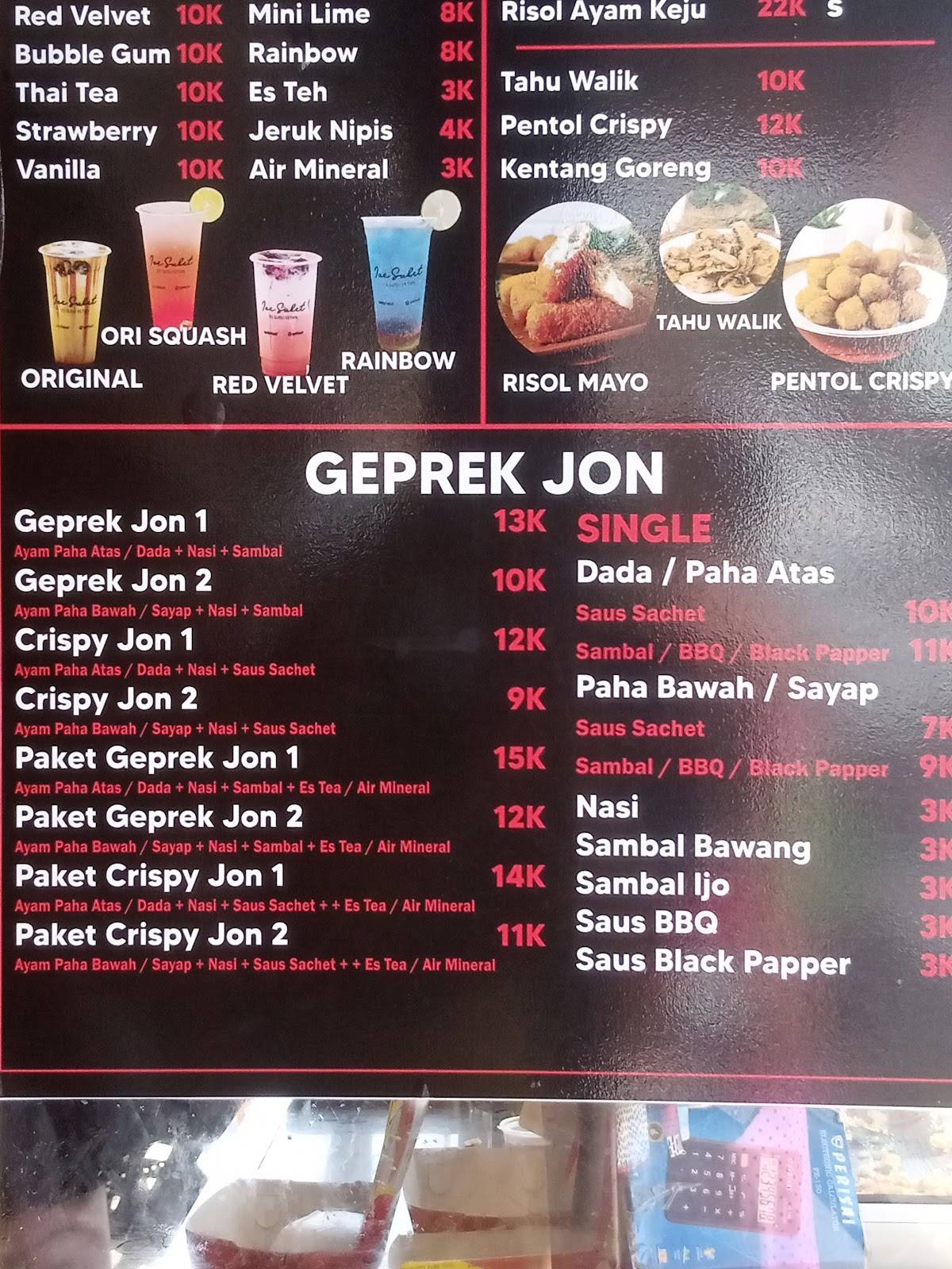 Menu at Geprek Jon x Papa risol Bangil restaurant, Kalirejo
