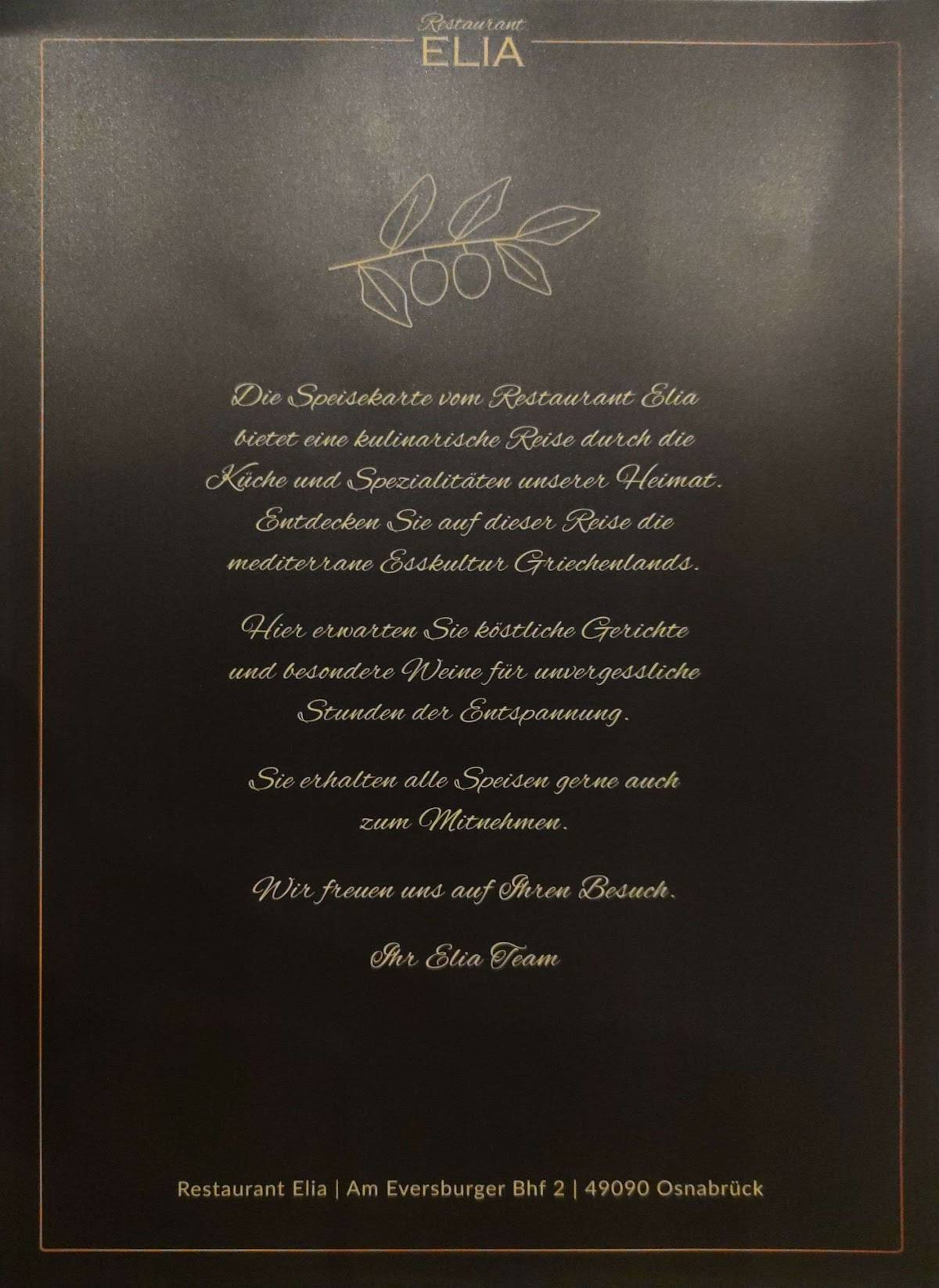 Menu au Griechisches Restaurant Eliá, Osnabrück