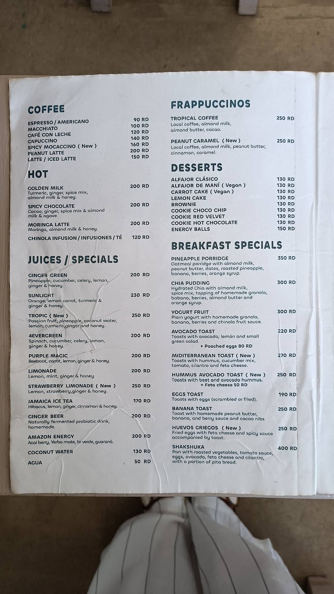 Menu at Gypsy Bowls restaurant, Cabarete, Carretera principal