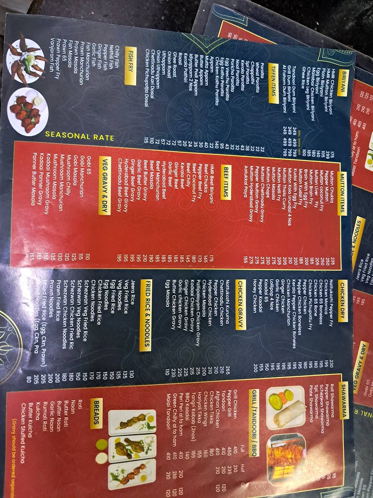 Menu at HMR Biriyani Hut, Coimbatore, 5