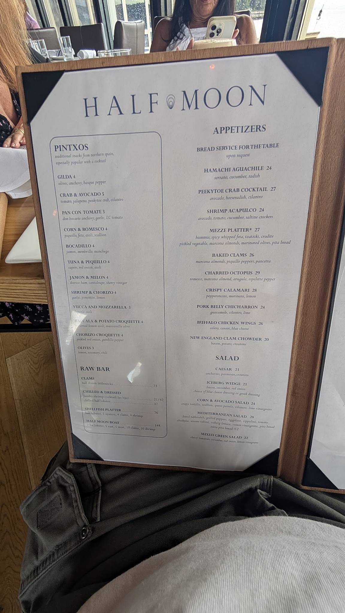 Menu at Half Moon restaurant, Dobbs Ferry