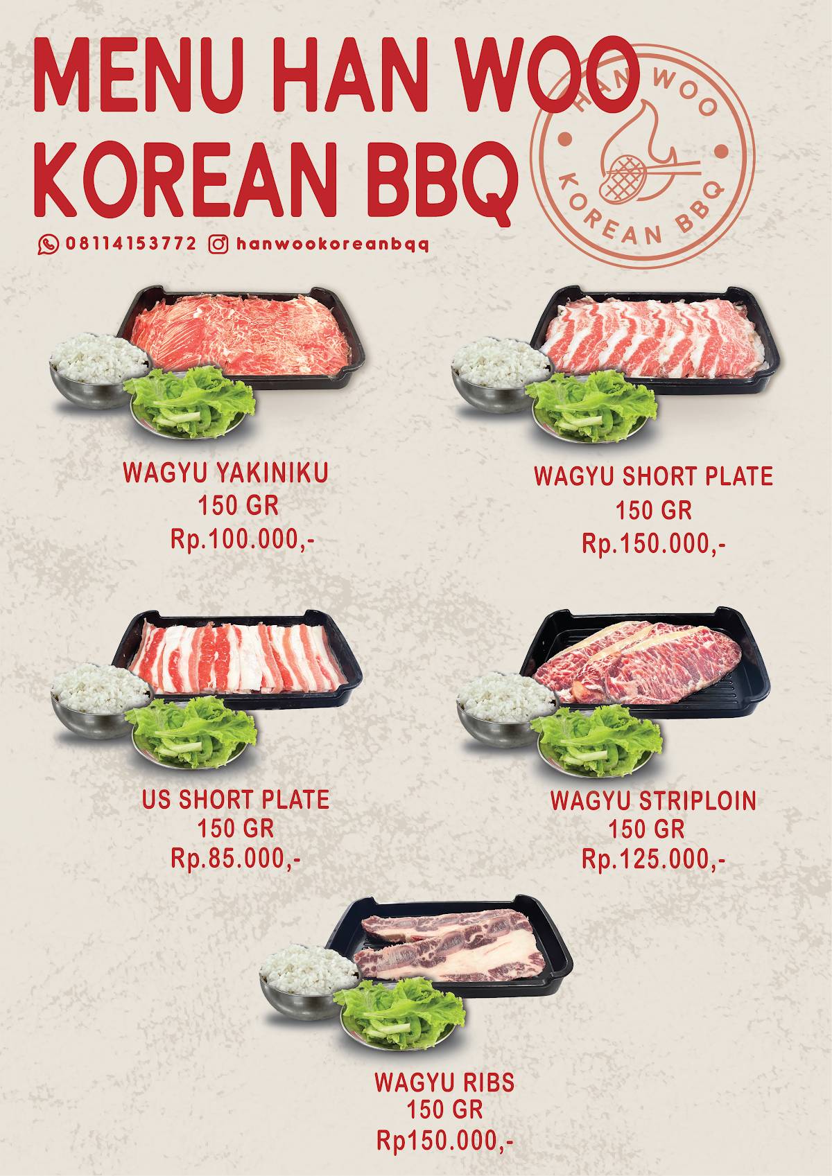 Carta de Han Woo Korean BBQ, Macasar