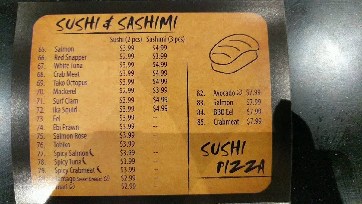 Menu at Hanami Izakaya restaurant, Guelph