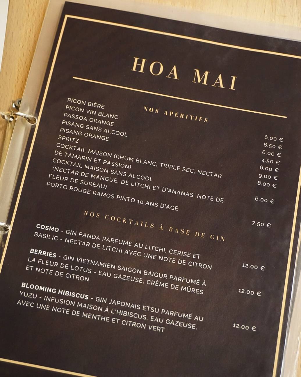 Menu au Restaurant Hoa Mai, Dour