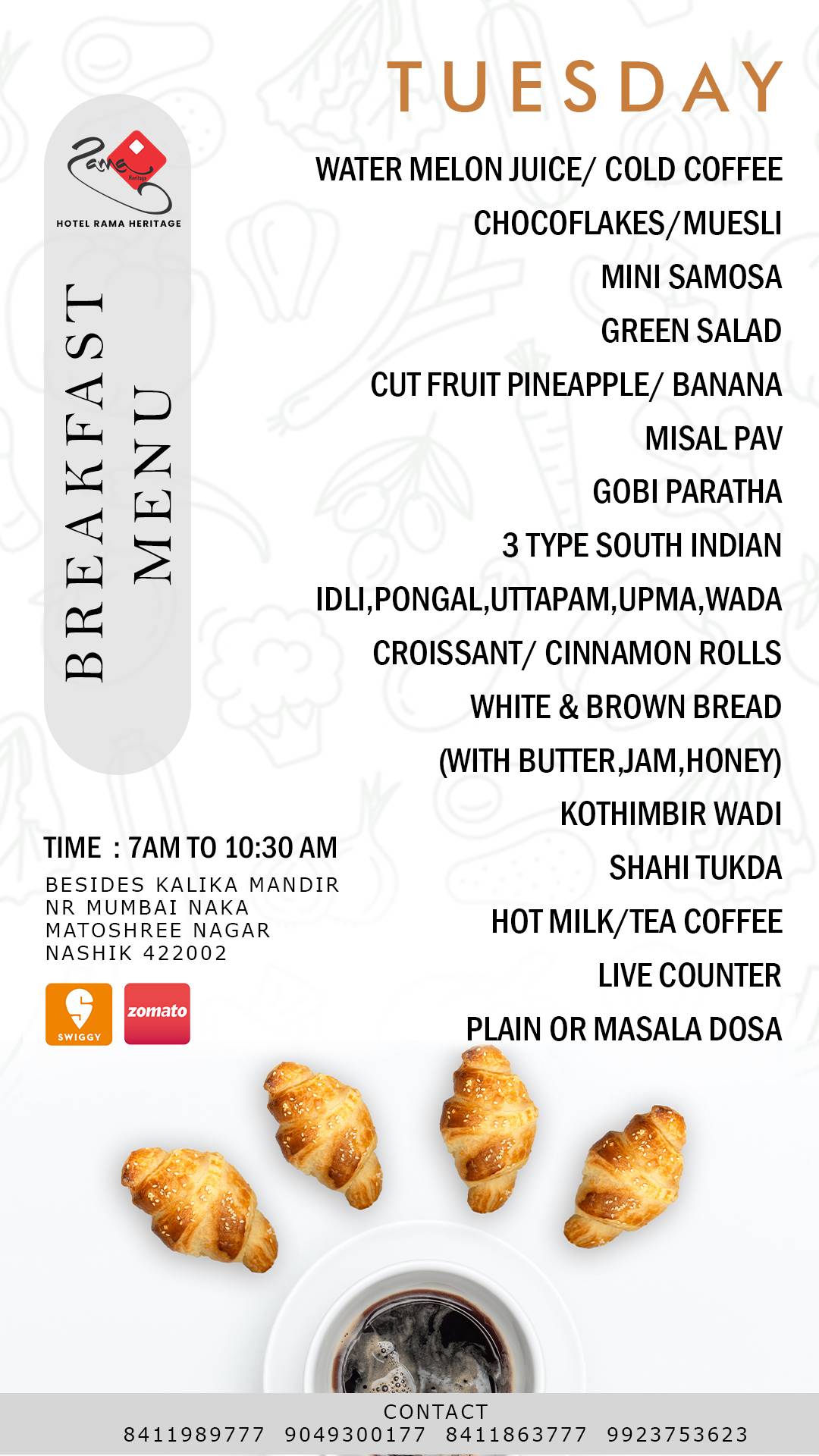 Menu at Hotel Rama Heritage, Nashik