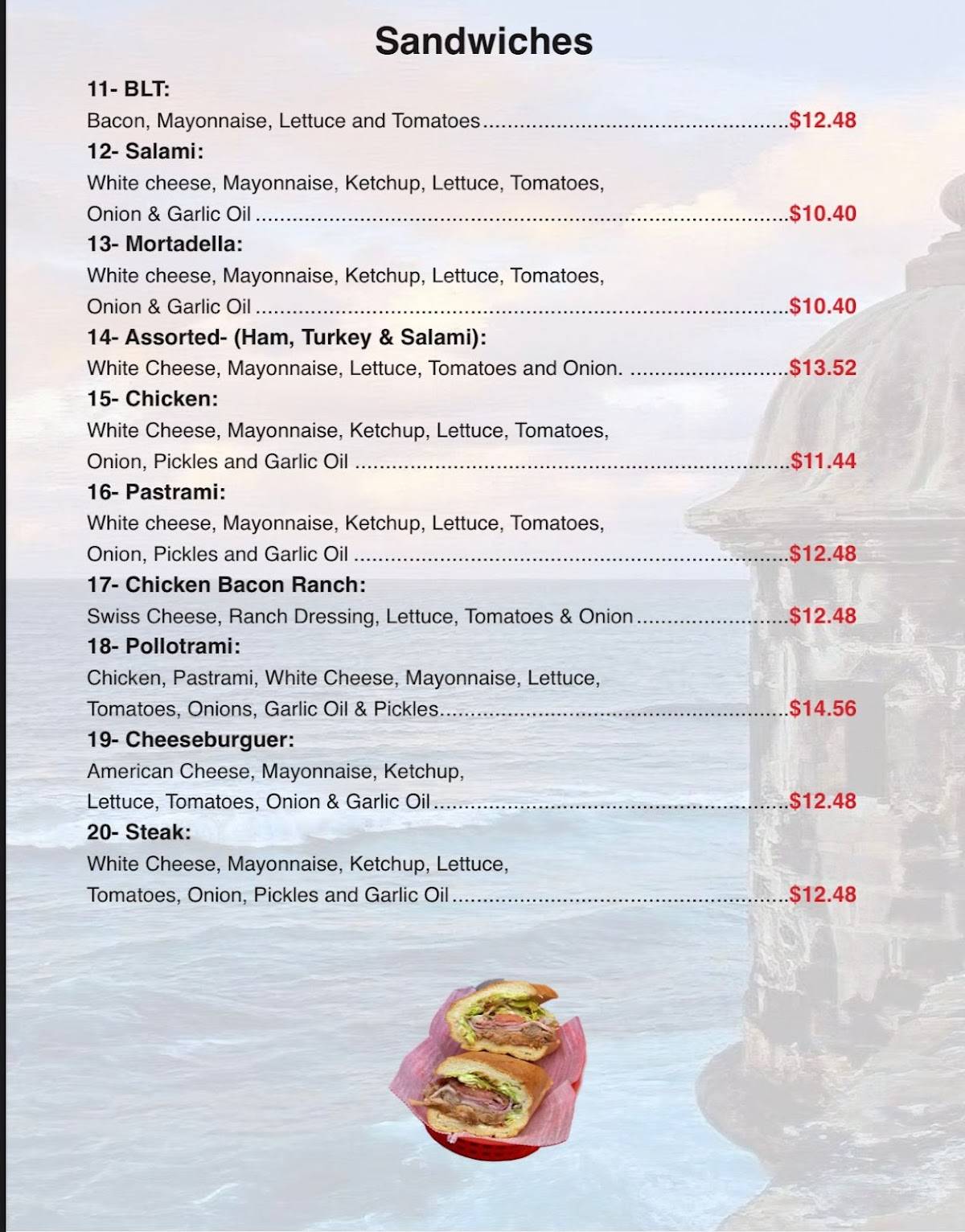 Menu at House Of Sandwich LLC restaurant, Buffalo