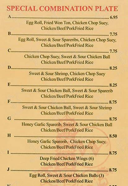 Menu at House of Wong restaurant, Roseville