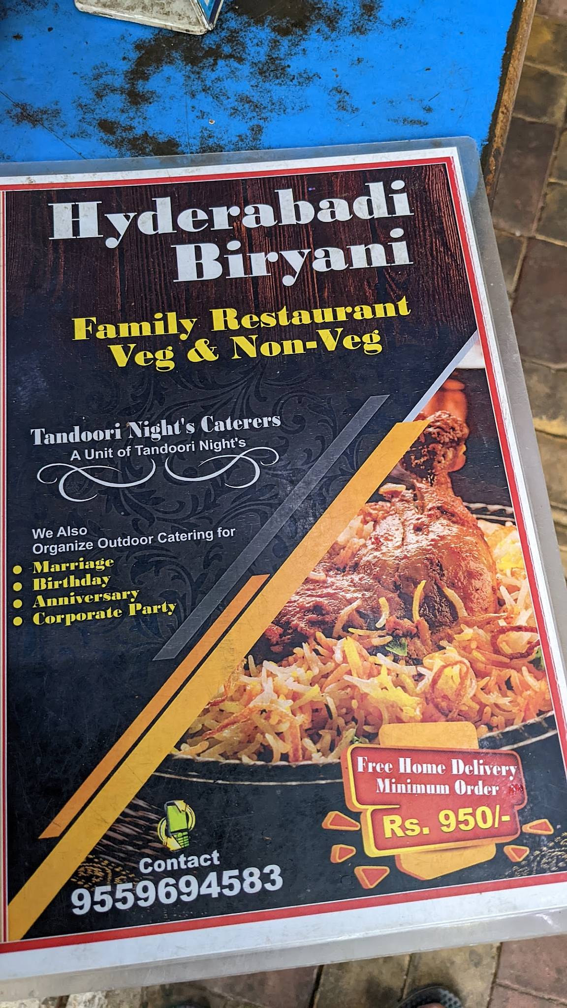 Menu at Hyderabadi biryani, Allahabad