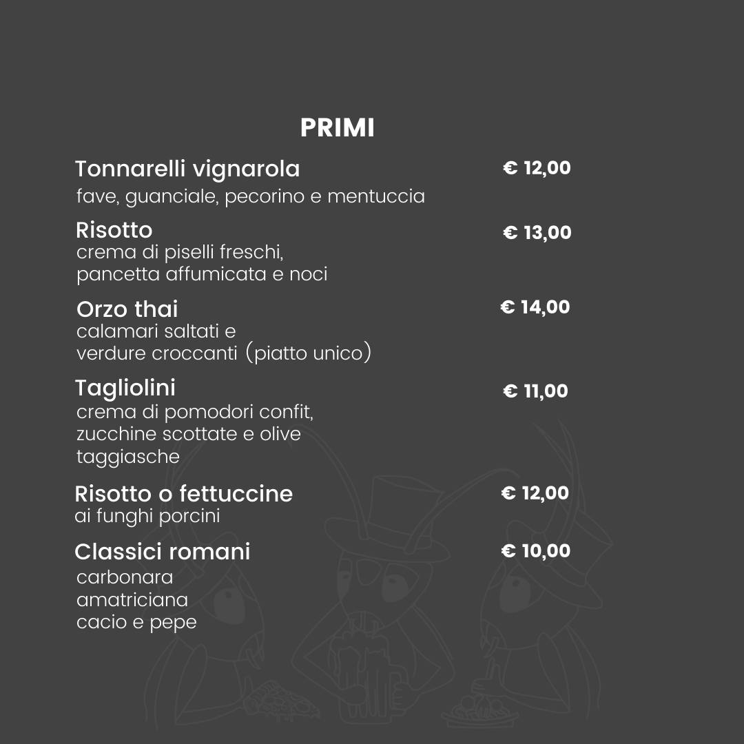 Menu da I Tre Grilli Pinseria ristorante, Roma